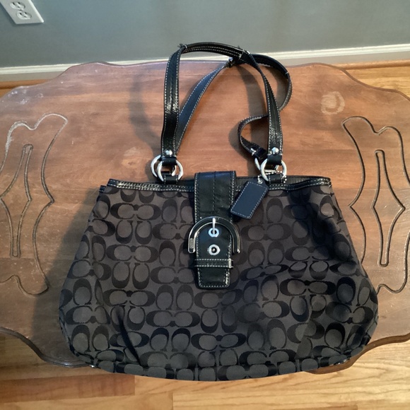 Coach | Bags | Black Cloth And Leather Coach Purse | Poshmark